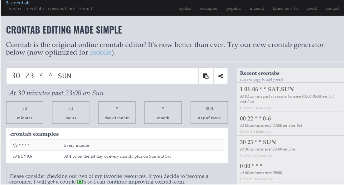 Crontab sous Linux - avec des exemples et des outils en temps réel