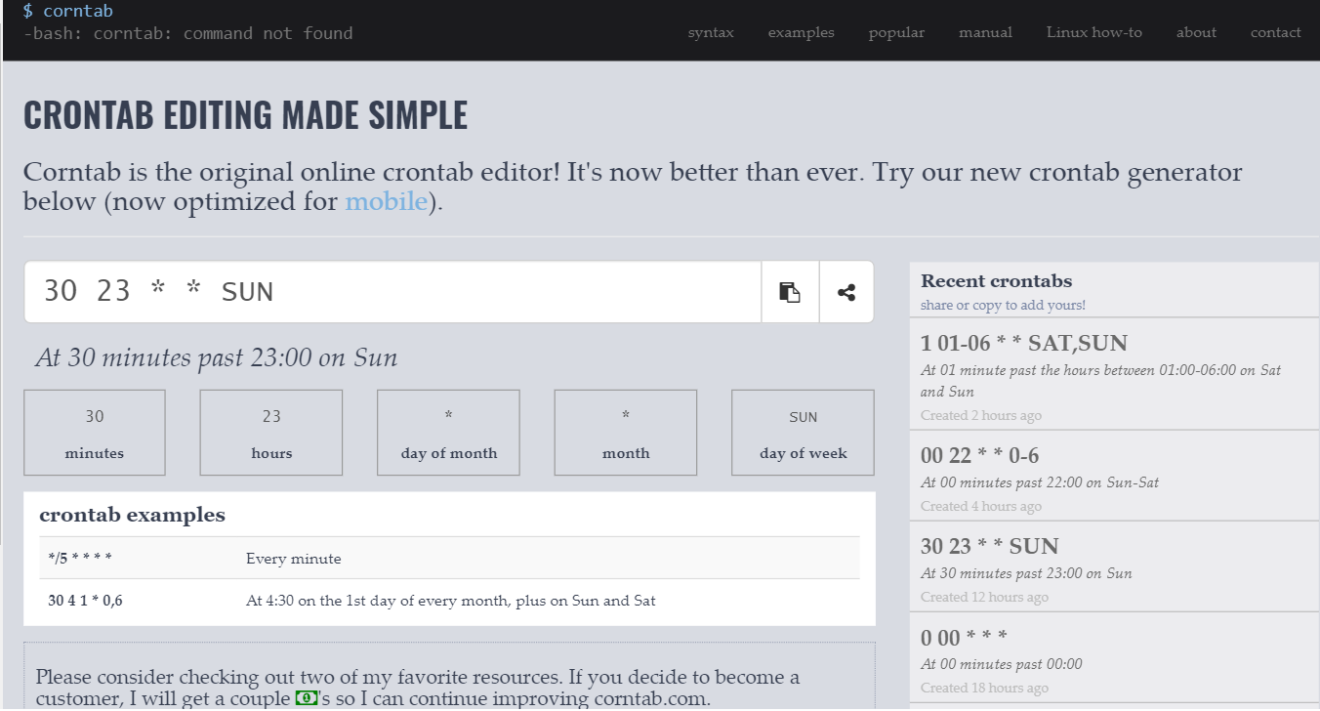 Crontab sous Linux - avec des exemples et des outils en temps réel