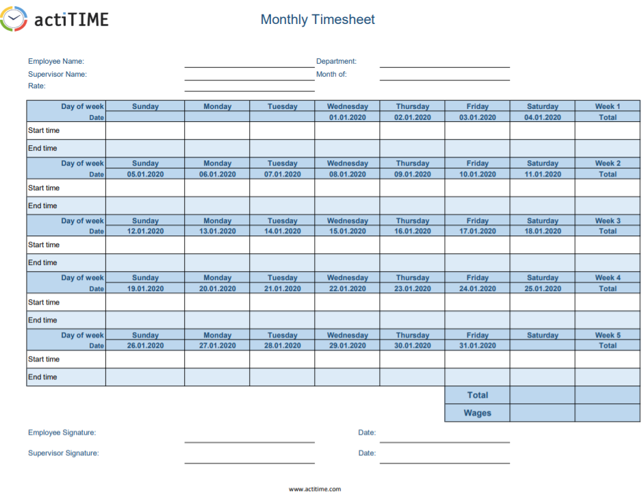 Best 8 Timesheet Templates to Track Time Spent by Employees - Geekflare