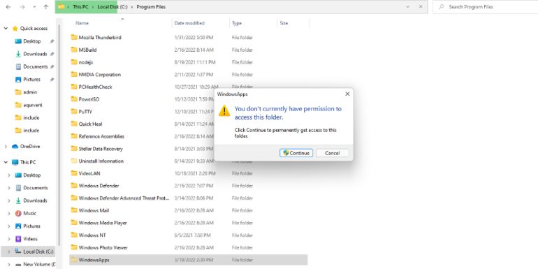 How to Access the Hidden WindowsApps Folder on Windows 11/10