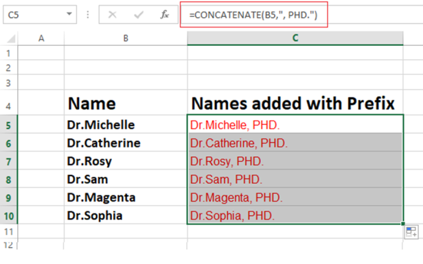 How To Add Prefix And Suffix To Entire Column In Excel Geekflare