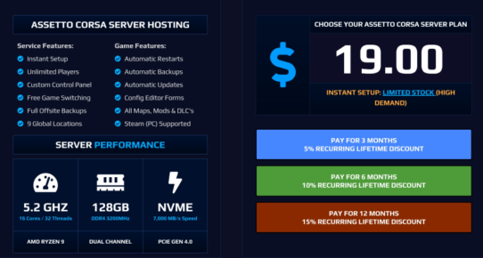 6 serveurs d'hébergement Assetto Corsa pour un gameplay plein d'action