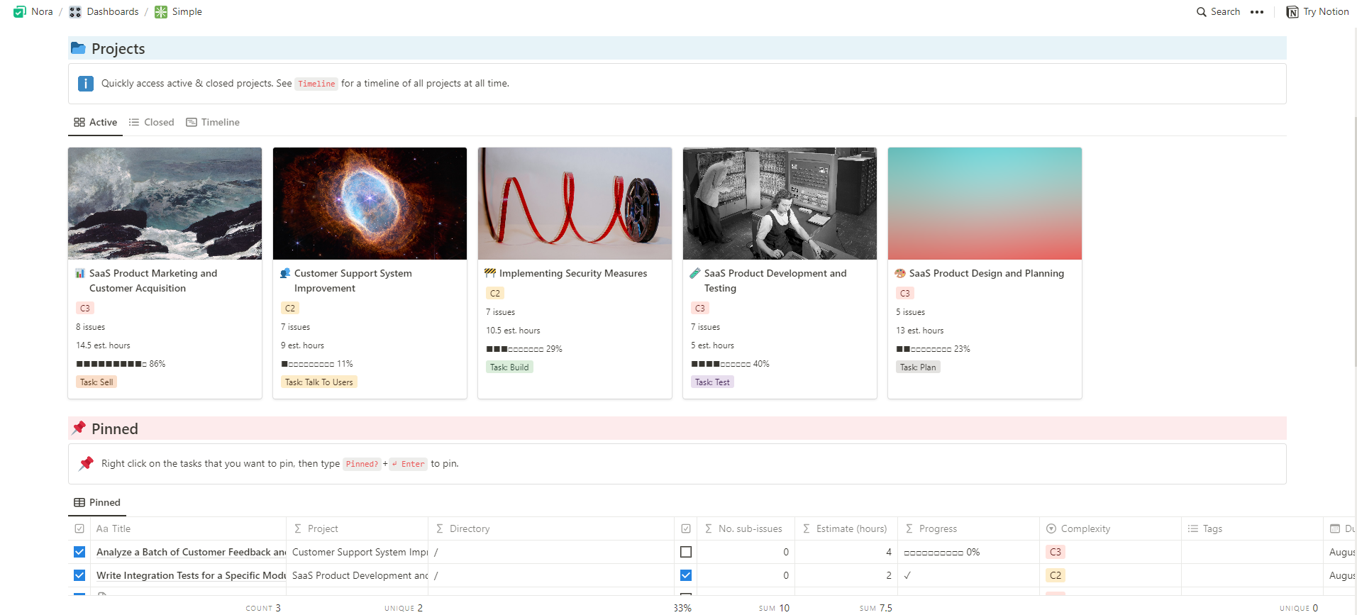 10 Best Notion Tema de gestión de proyectosplates